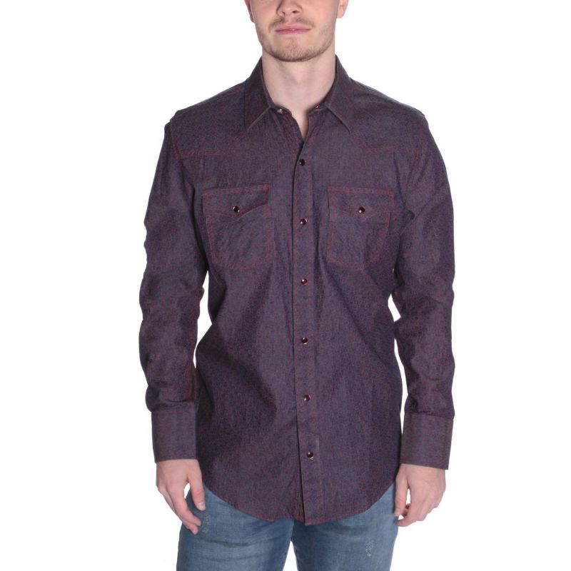 BootDaddy with Reatta Mens 3D Print Snap Shirt Blue