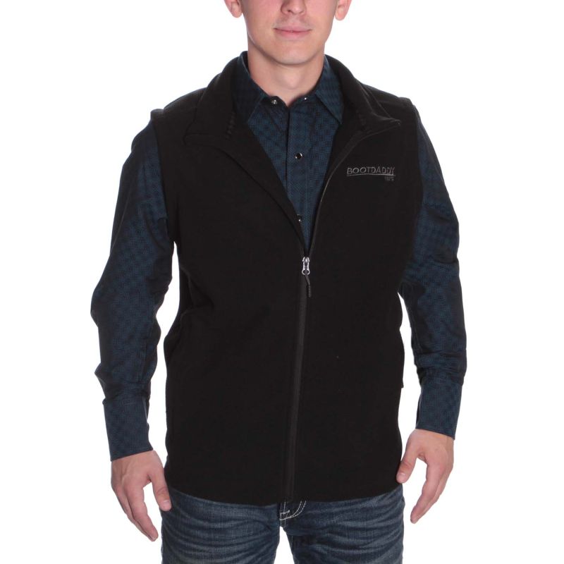 BootDaddy Mens Textured Fleece Vest Black