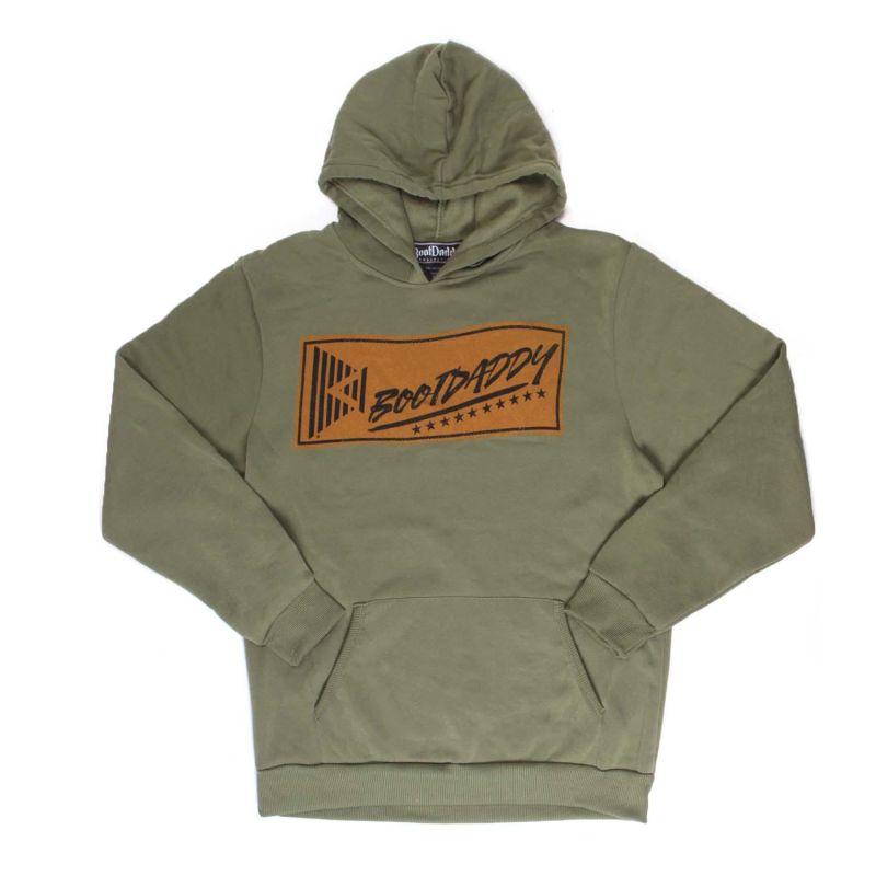 BootDaddy Unisex Brand Patch Hoodie Army Green