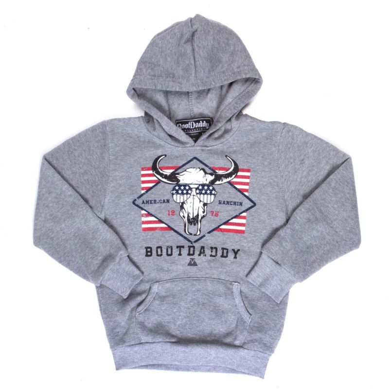 BootDaddy Children Steer Skull Hoodie Gray