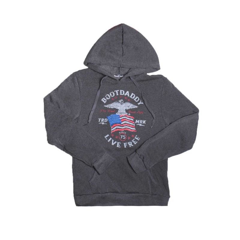 BootDaddy Unisex Live Free American Flag Hoodie
