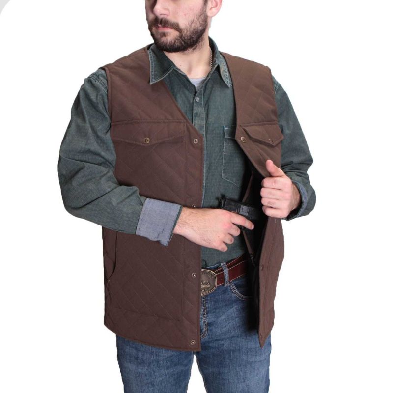 BootDaddy Mens RanchTek Quilted Brown Concealed Carry Vest