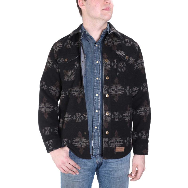 BootDaddy Ranch Mens Black Aztec Shirt Jacket