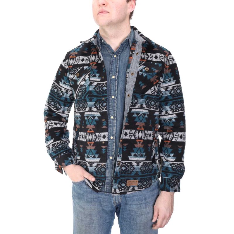 BootDaddy Ranch Mens Blue Aztec Shirt Jacket
