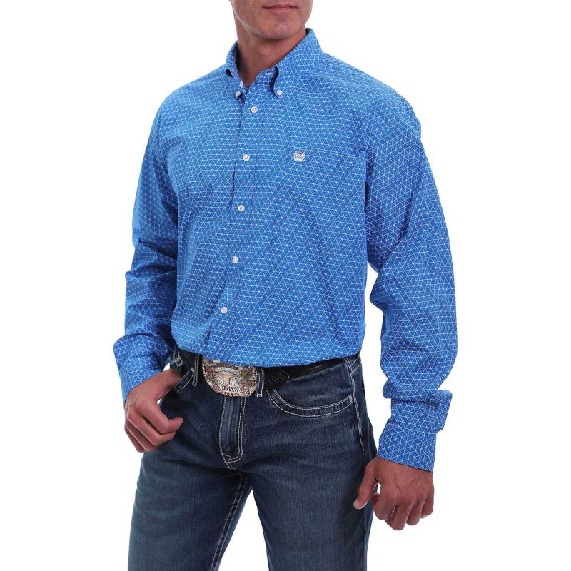 Cinch Mens Royal Blue Long Sleeve Button Down Shirt