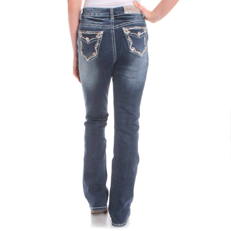 BootDaddy Womens Sequin Scrollwork Boot Cut Jeans