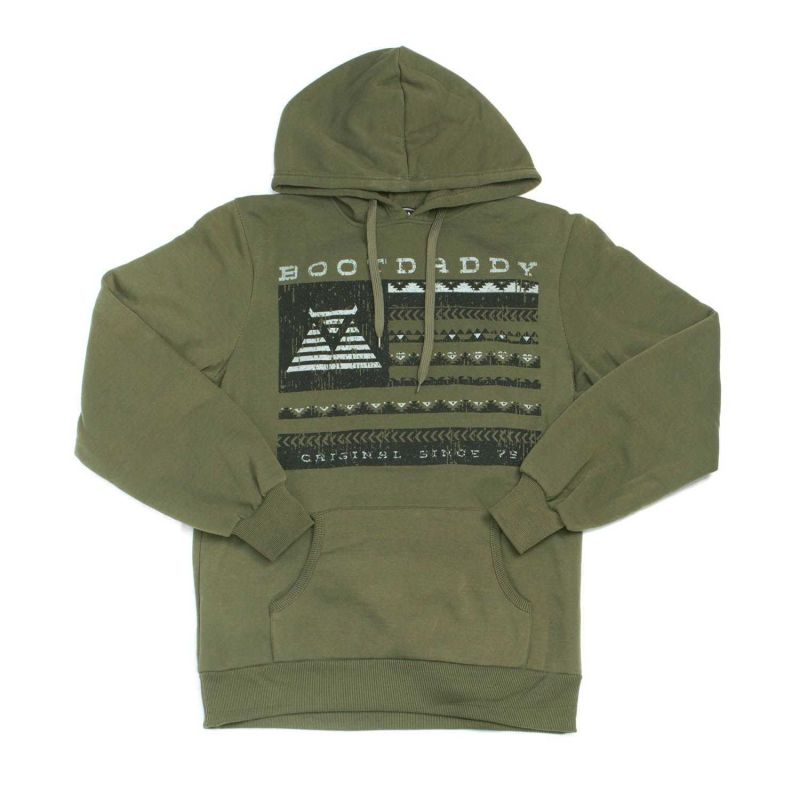 BootDaddy Unisex Aztec Flag Hoodie Army Green