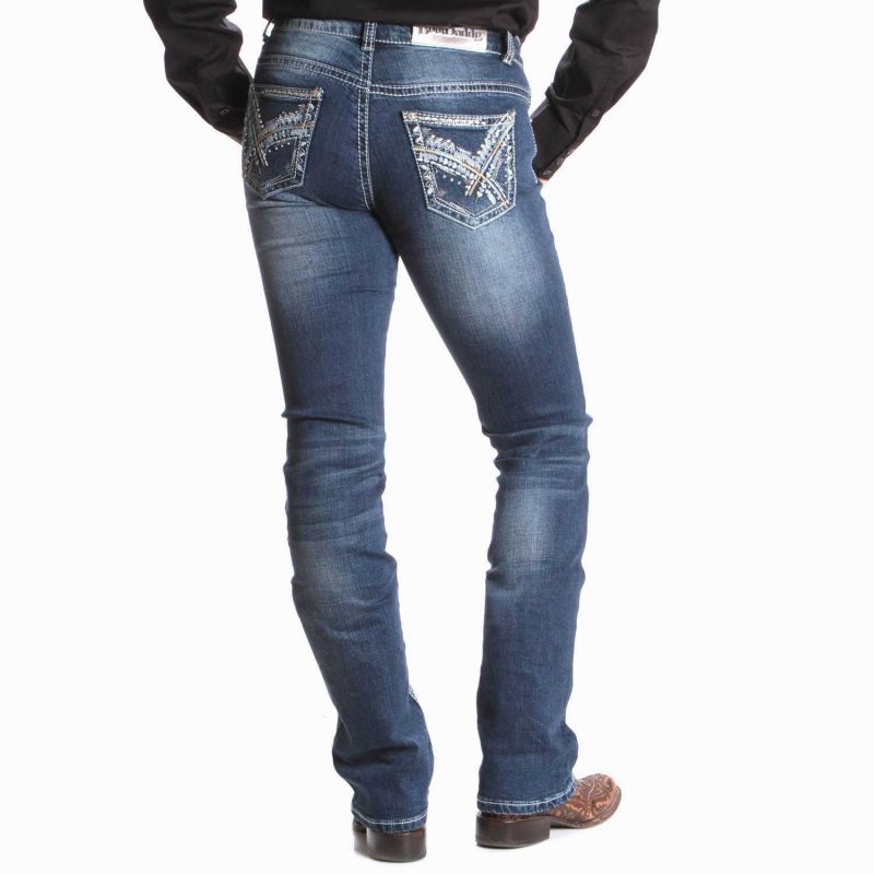 BootDaddy Womens Cowgirl Stitch Boot Cut Jeans